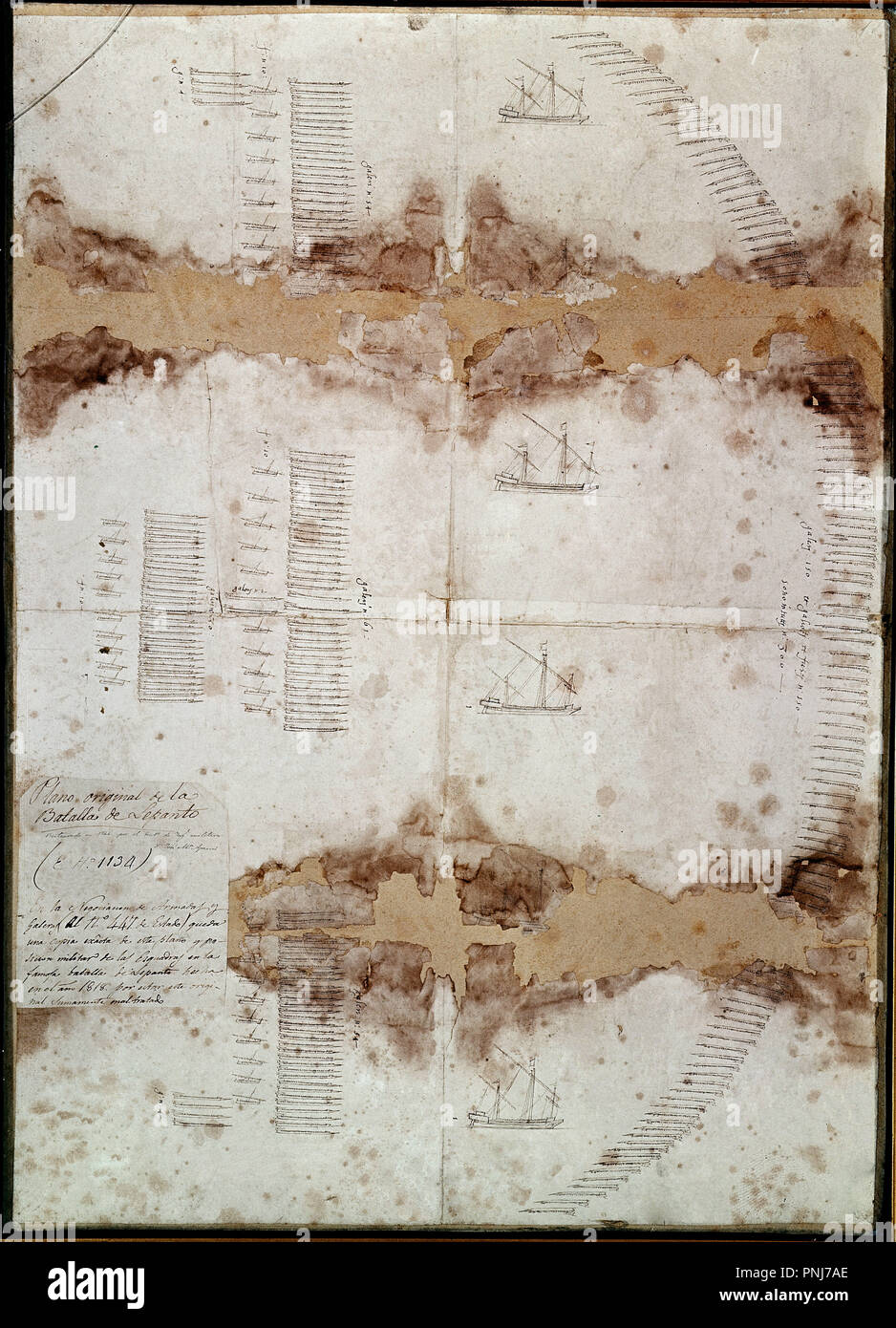 Original plan of the battle of Lepanto. 10 October 1571. Gulf of ...