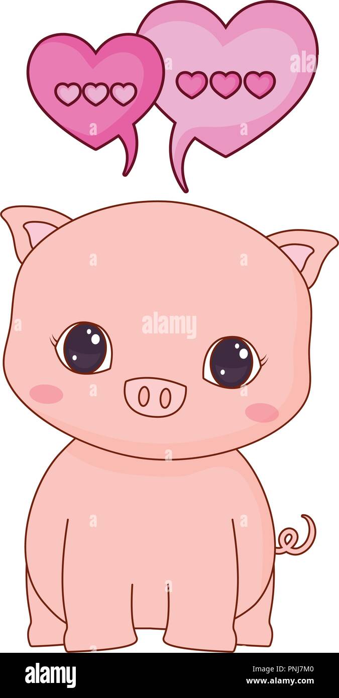 cute baby piggy love speech bubble vector illustration Stock Vector ...