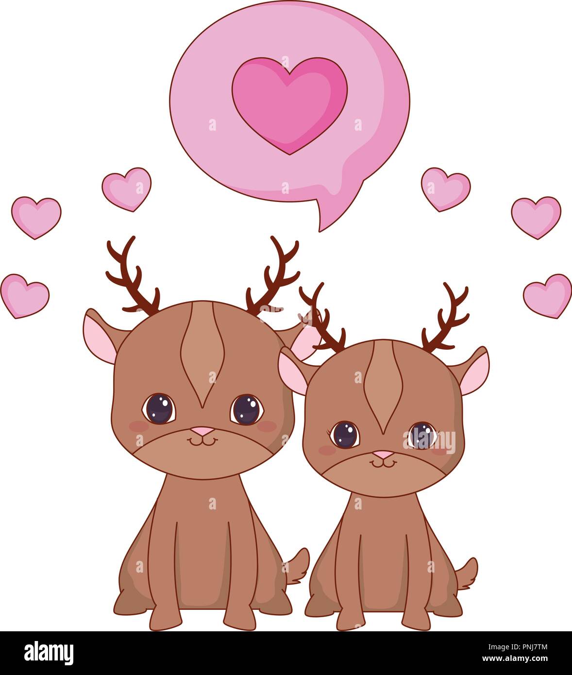 cute coupledeer love speech bubble vector illustration Stock Vector ...