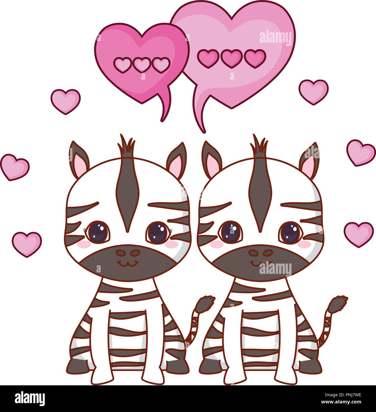 cute couple zebra love speech bubble romantic vector illustration Stock ...