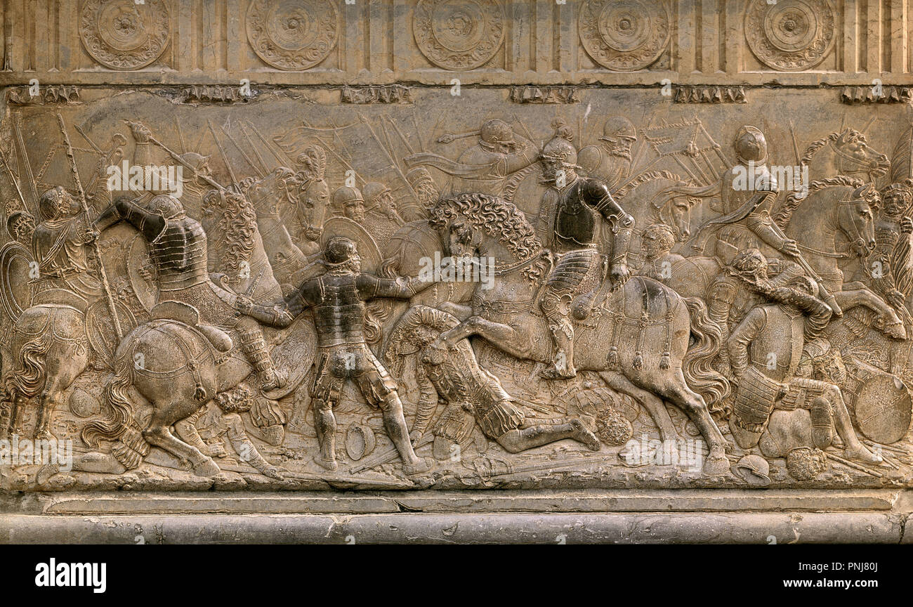 Relief of the battle of Pavia. Western facade or facade of the empress ...