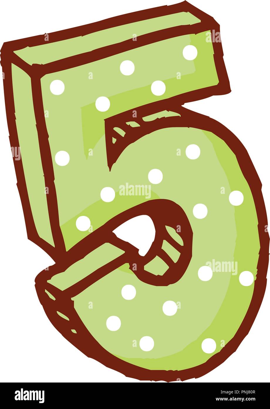 decorative five number font dotted vector illustration Stock Vector ...