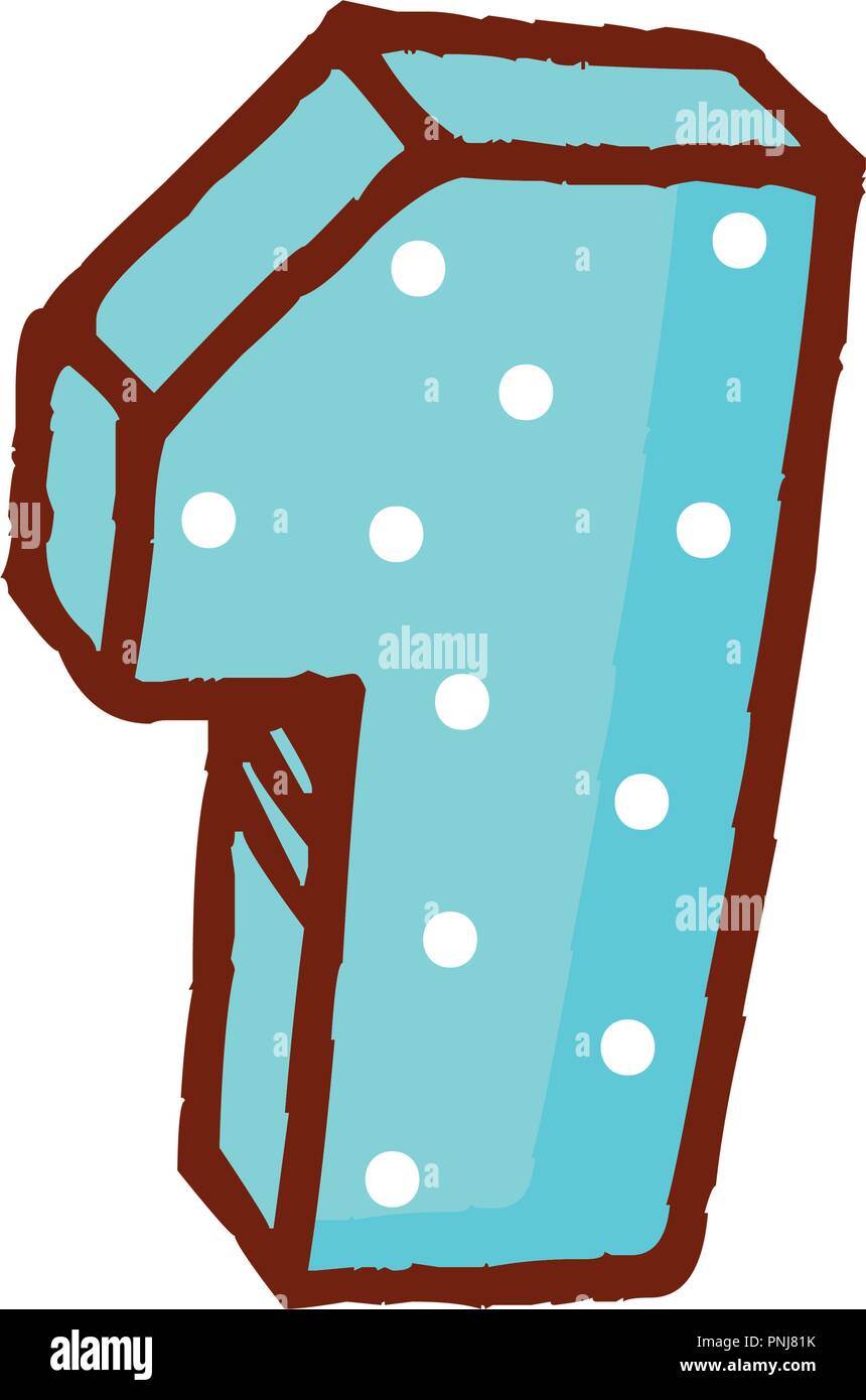 decorative one number font dotted vector illustration Stock Vector ...