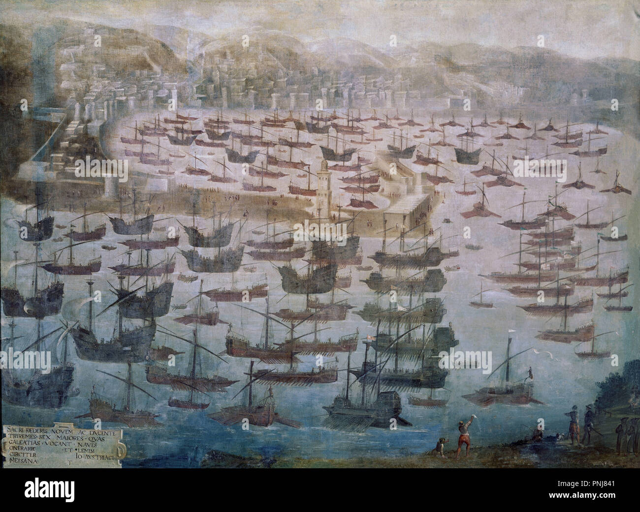 BATALLA DE LEPANTO - REUNION DE LA FLOTE DE LA LIGA SANTA EN EL PUERTO ...