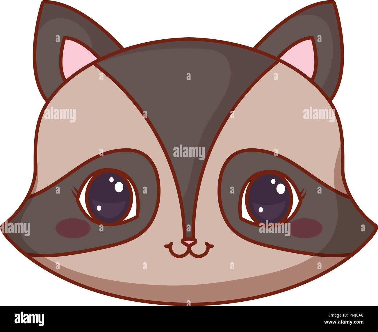 cute face raccoon cartoon animal vector illustration Stock Vector Image ...