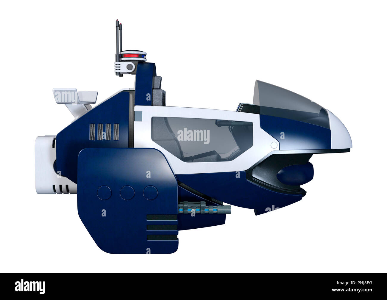 3D rendering of a science fiction futuristic flying bike isolated on ...