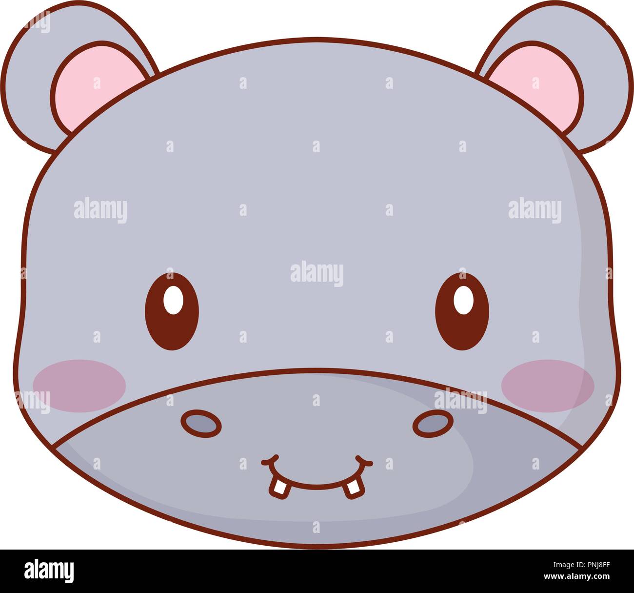 cute face hippo cartoon animal vector illustration Stock Vector Image ...
