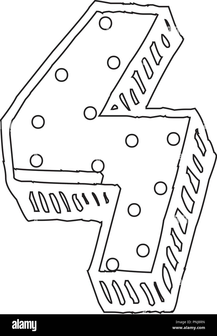 decorative four number font dotted vector illustration thin line Stock ...