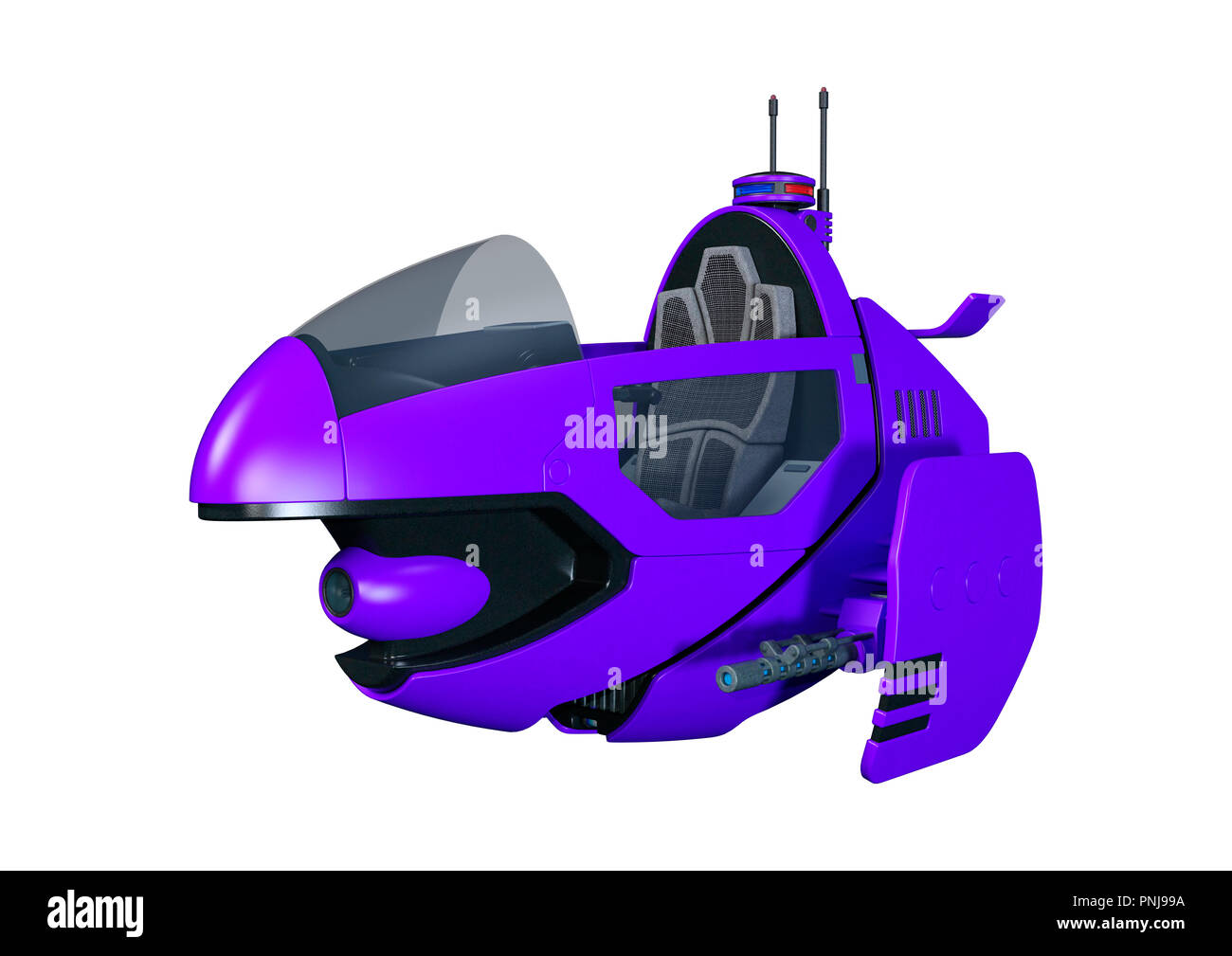 3D rendering of a science fiction futuristic flying bike isolated on ...