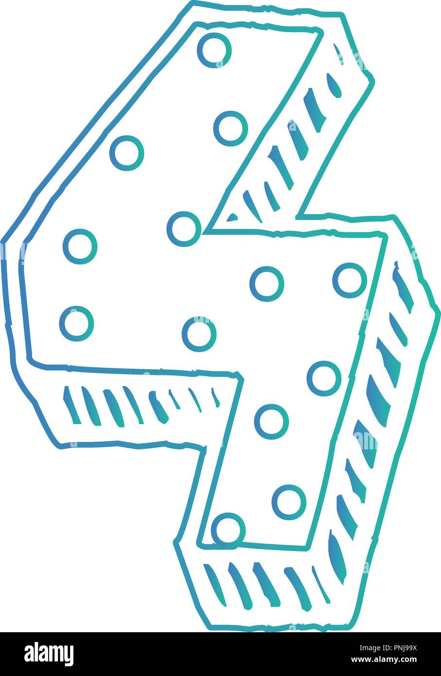 decorative four number font dotted vector illustration thin line neon ...