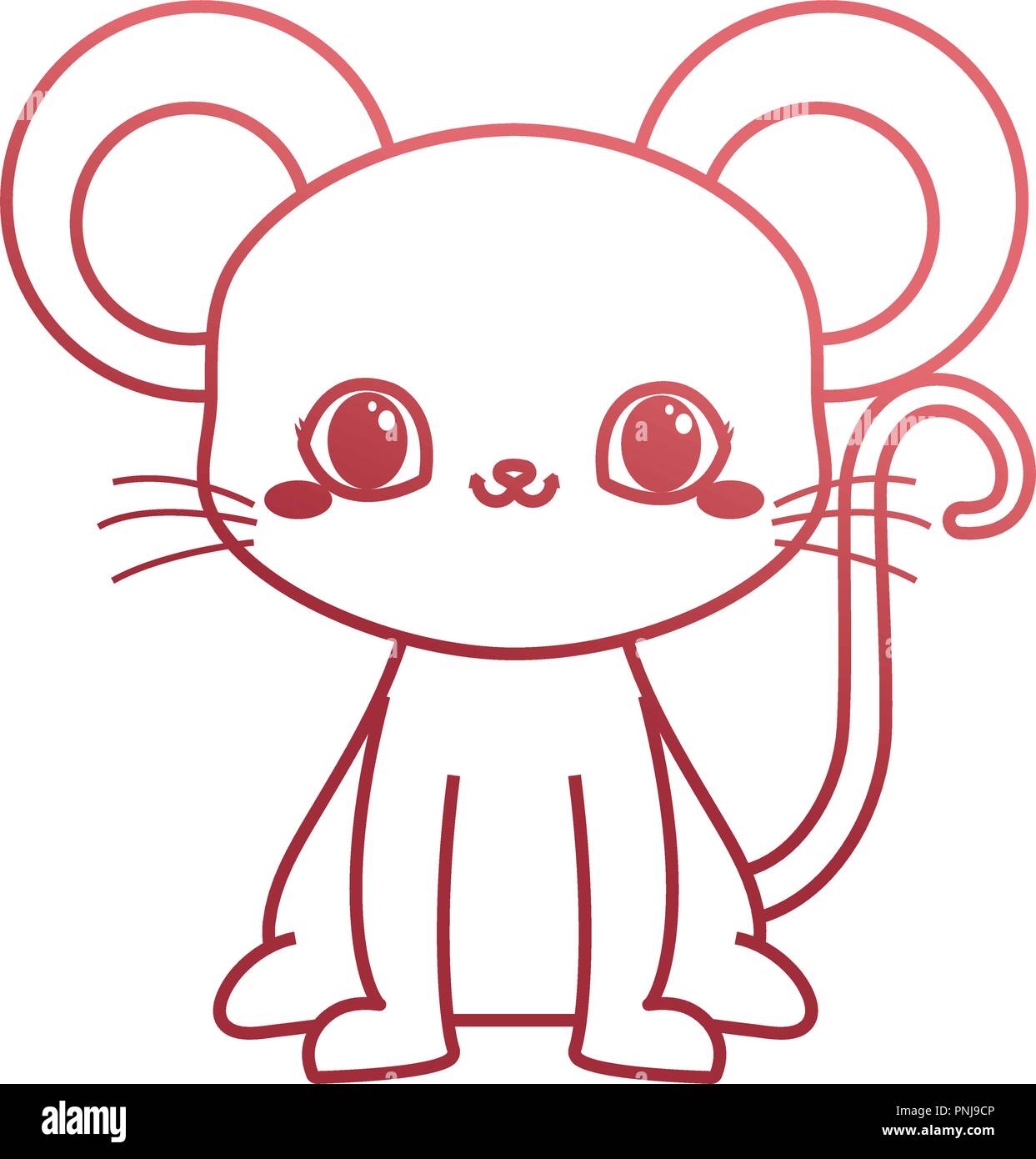 cute mouse baby sitting cartoon vector illustration neon Stock Vector ...