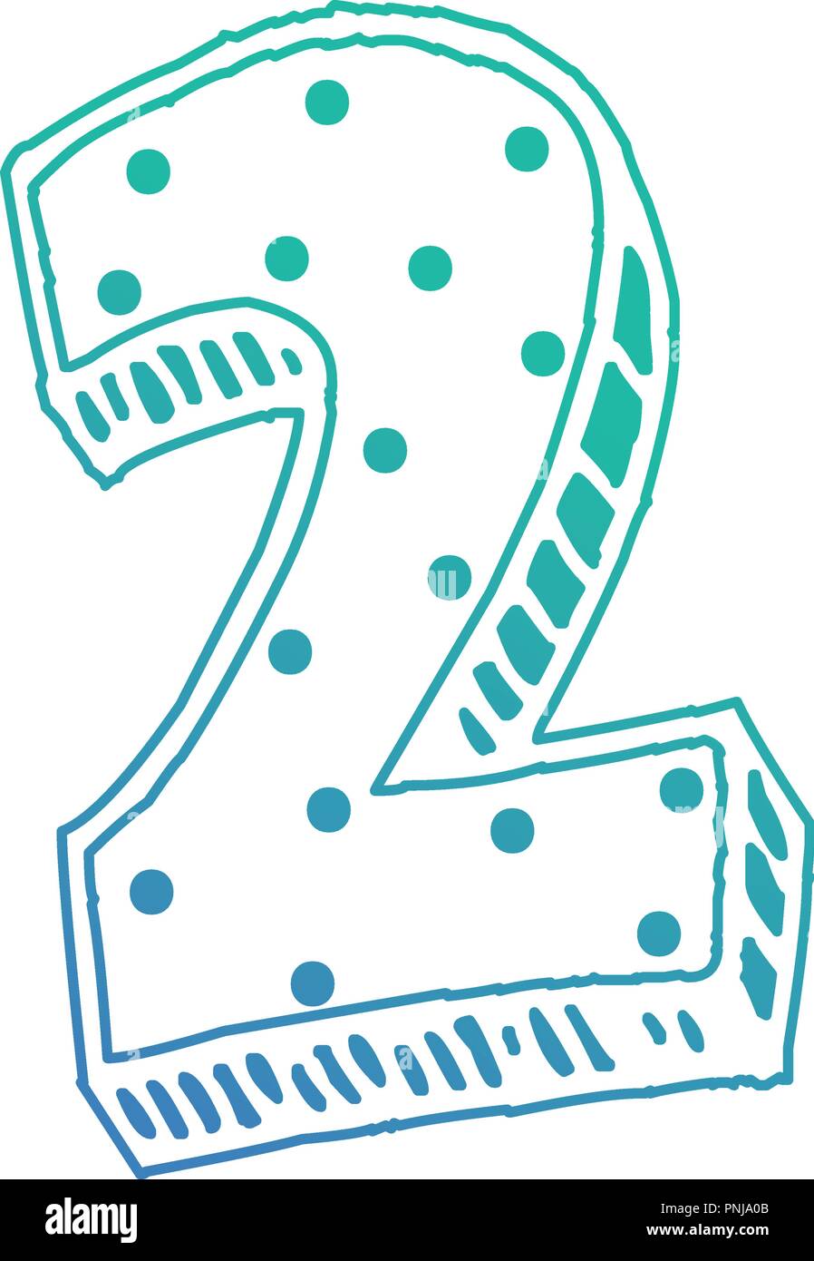 decorative two number font dotted vector illustration neon Stock Vector ...