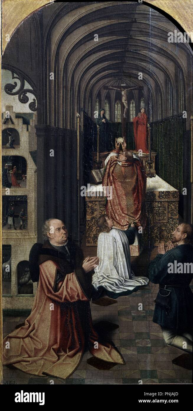 EL DEVOTO Y EL DISTRAIDO EN MISA - SIGLO XVI - OLEO/TABLA - 61x32 cm ...