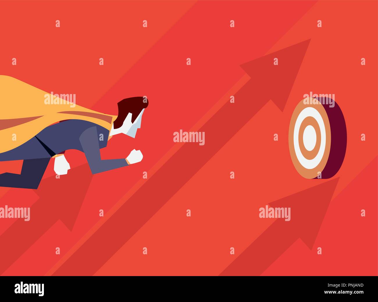 businessman hero character flying target business vector illustration ...