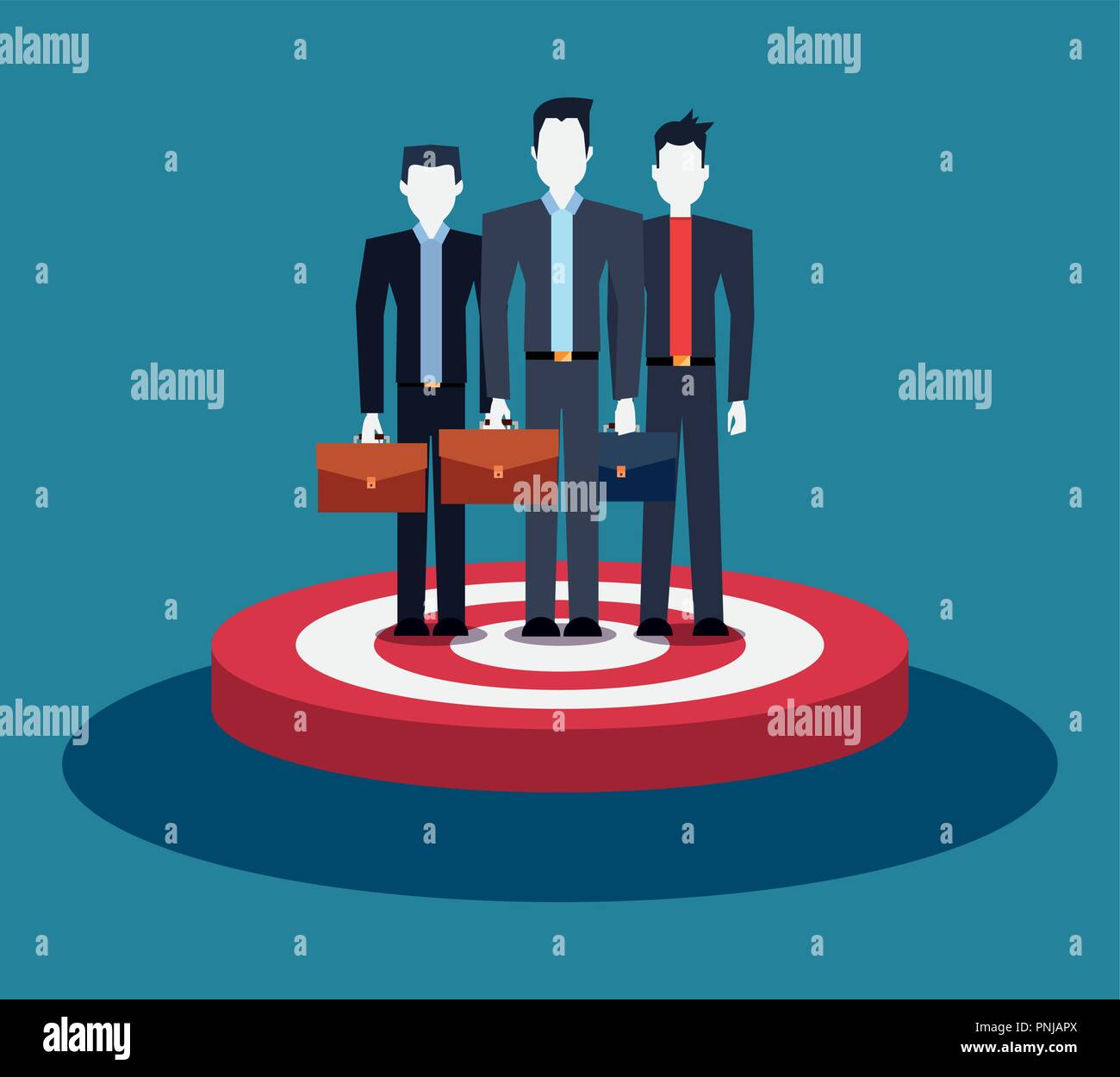 businessmen team group standing on target business vector illustration ...