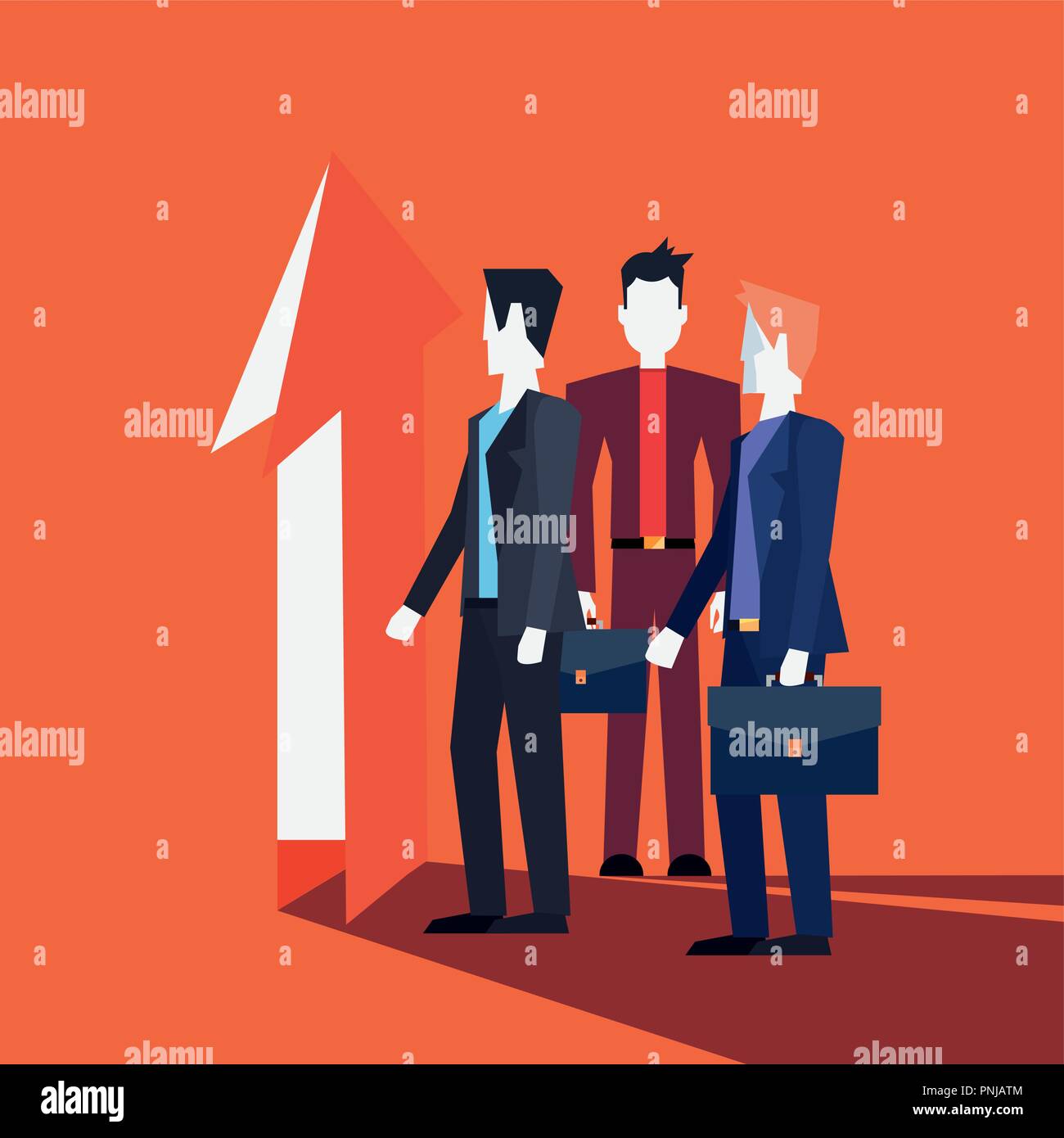 businessmen teamwork financial arrow up point vector illustration Stock ...