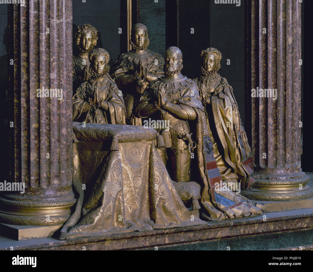 Mausoleum of Philip II, his three wives and Prince Charles. Detail from ...