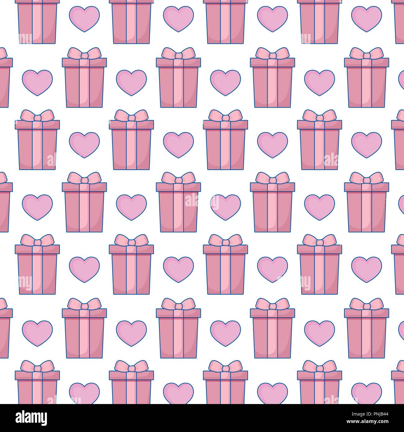 romantic gift boxes and hearts decoration pattern design vector ...