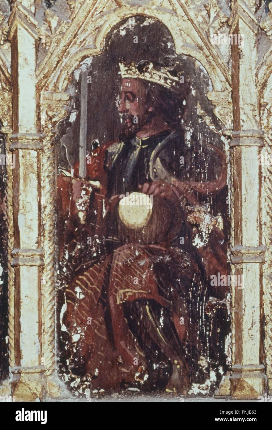 SALON DE EMBAJADORES - RETRATOS DE REYES - DETALLE DEL REY FRUELA I ...
