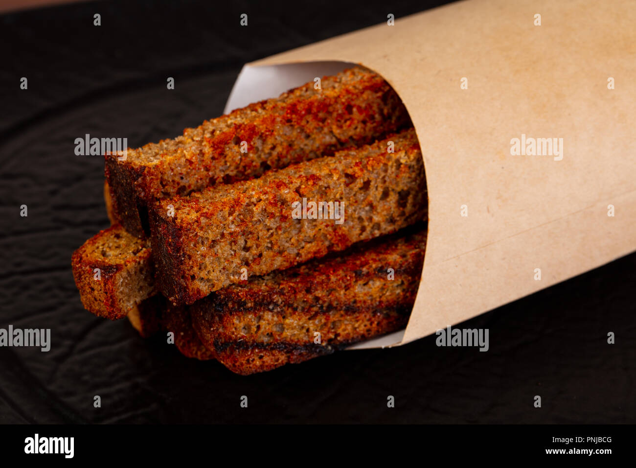 Fried bread garlic sticks heap snack Stock Photo - Alamy