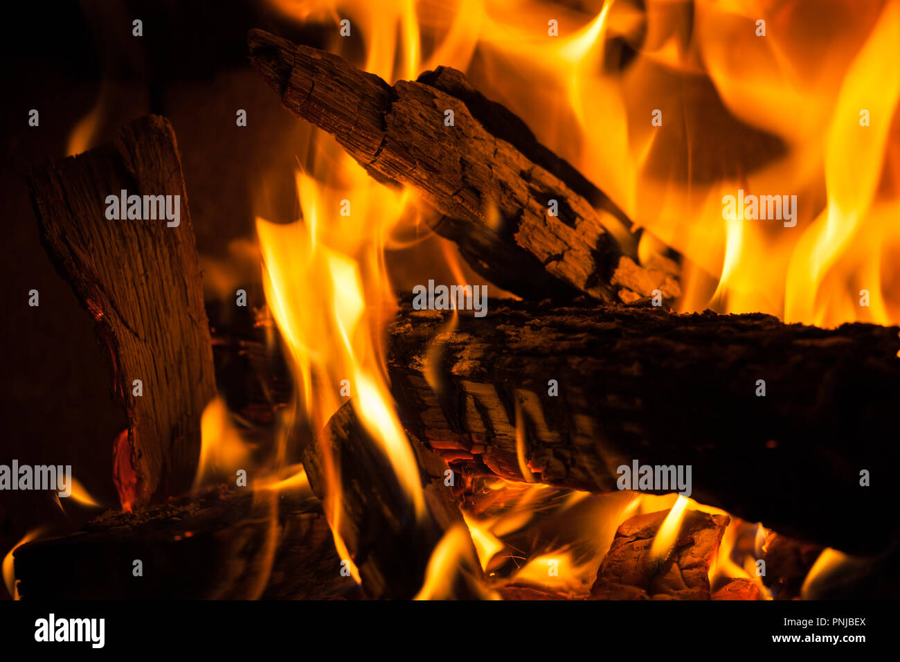 fire in the fireplace. Close up view of fire flames Stock Photo - Alamy