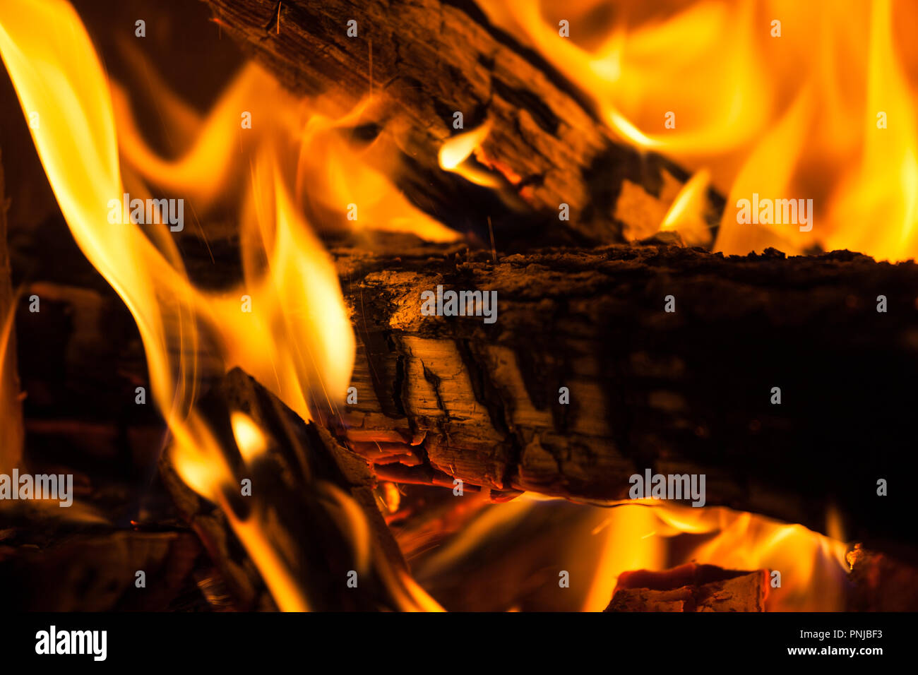 fire in the fireplace. Close up view of fire flames Stock Photo - Alamy