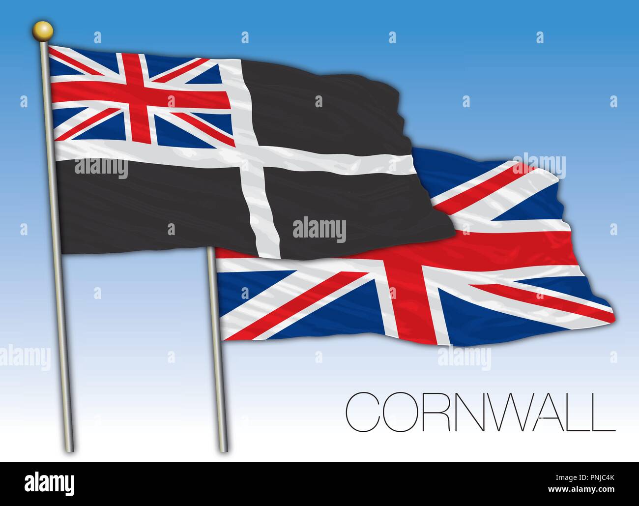 Cornwall flag, United Kingdom, vector illustration Stock Vector Image ...