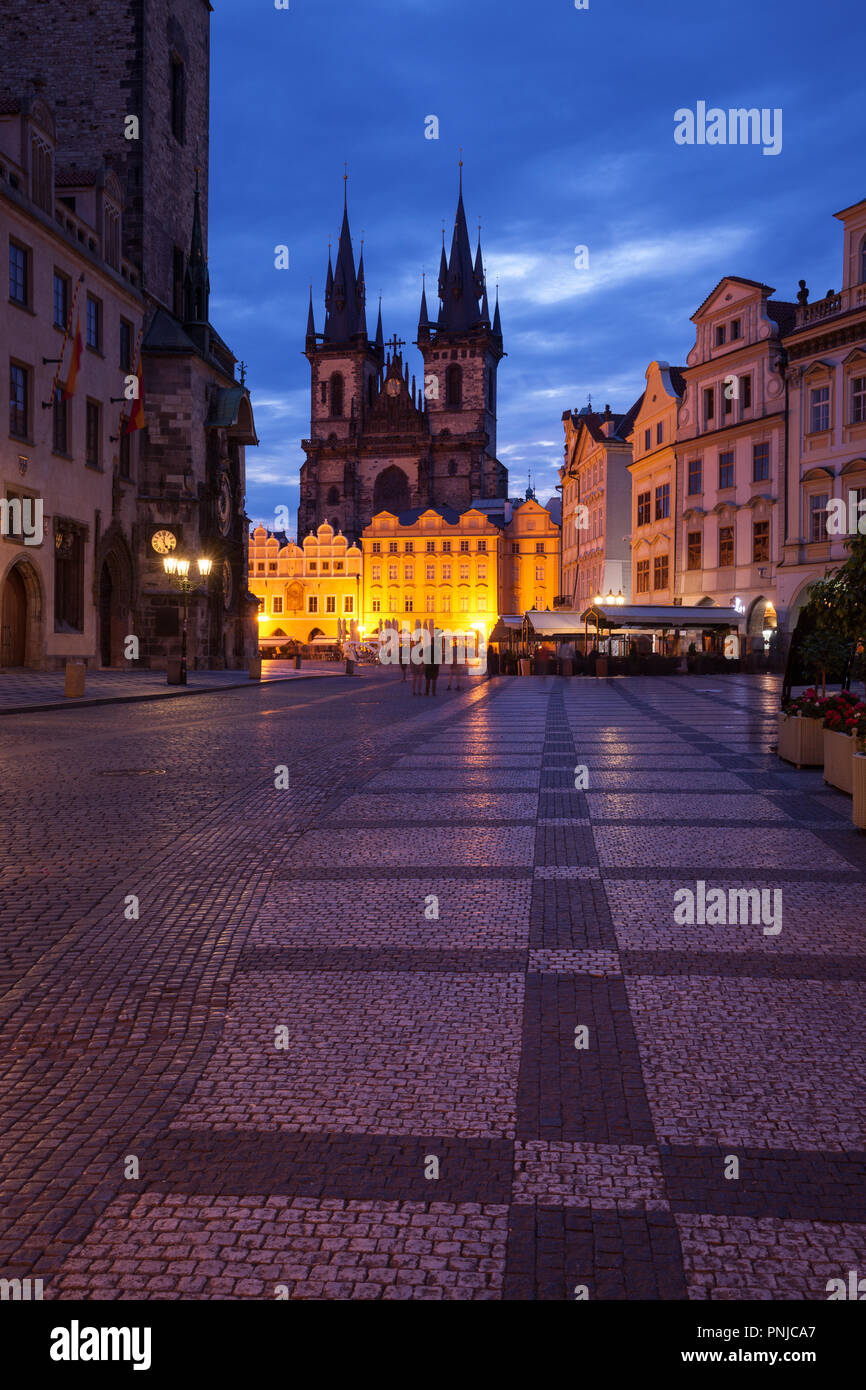 The old city of Prague at night, capital of Czech Republic Stock Photo ...