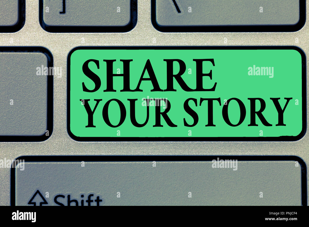 Handwriting text writing Share Your Story. Concept meaning asking ...