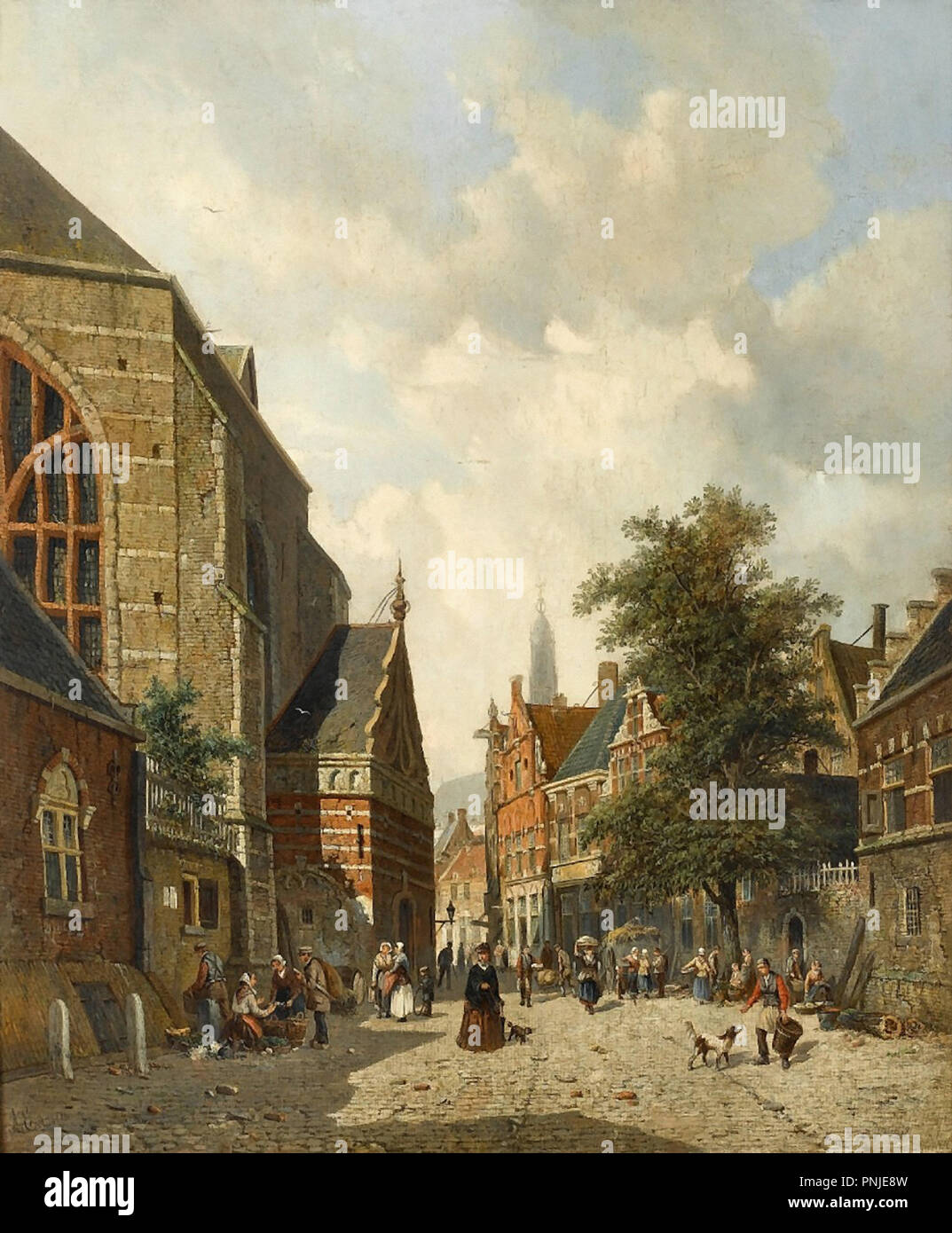 Eversen Adrianus - a Dutch Street Scene with Figures Stock Photo - Alamy