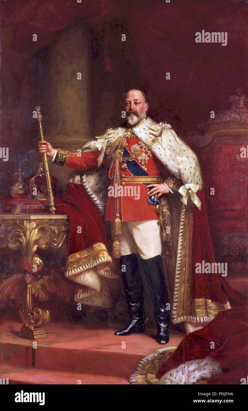Fildes Sir Samuel Luke - Edward VII in Coronation Robes Stock Photo - Alamy