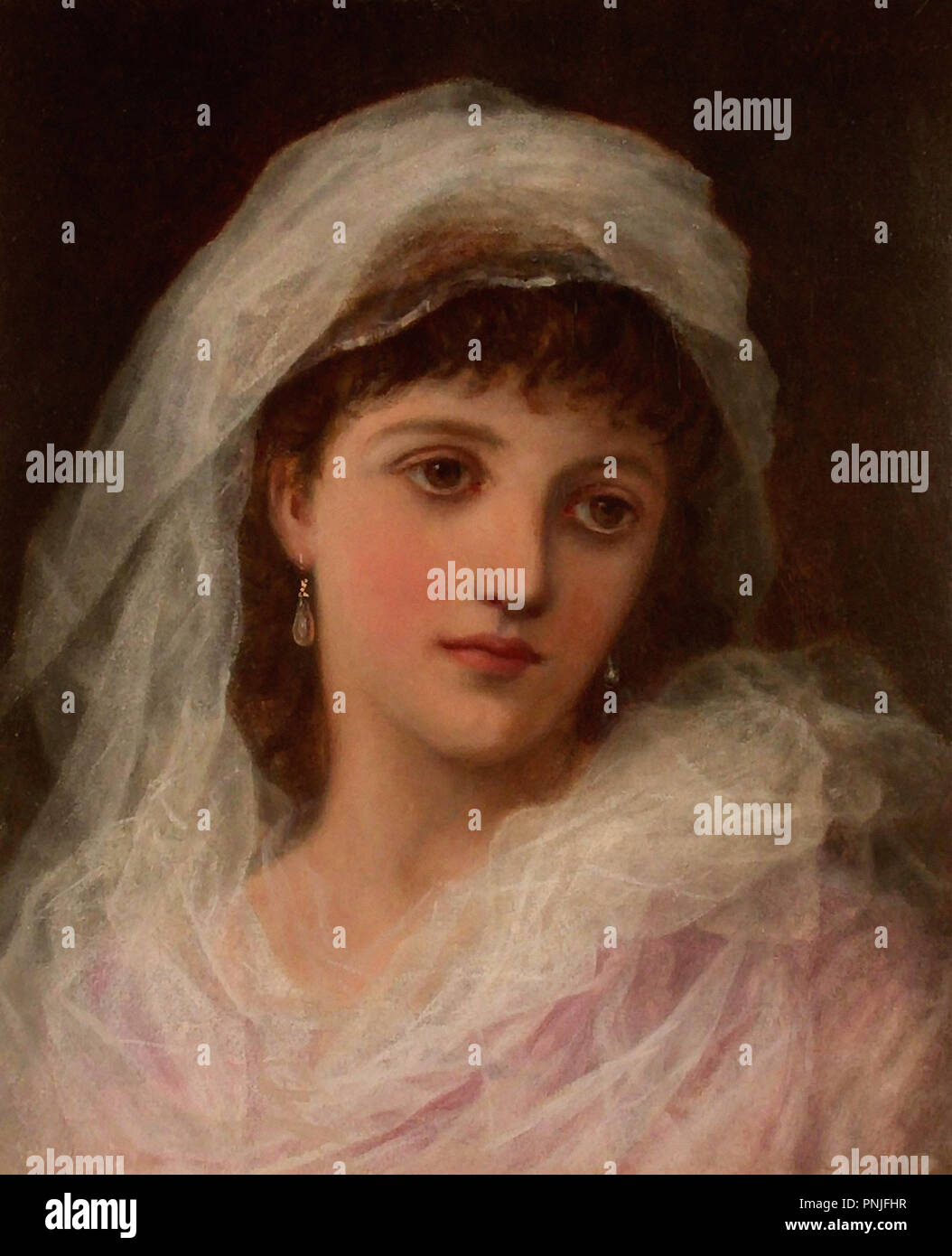 Fildes Sir Samuel Luke - Portrait of a Young Girl with a Pink Dress and ...