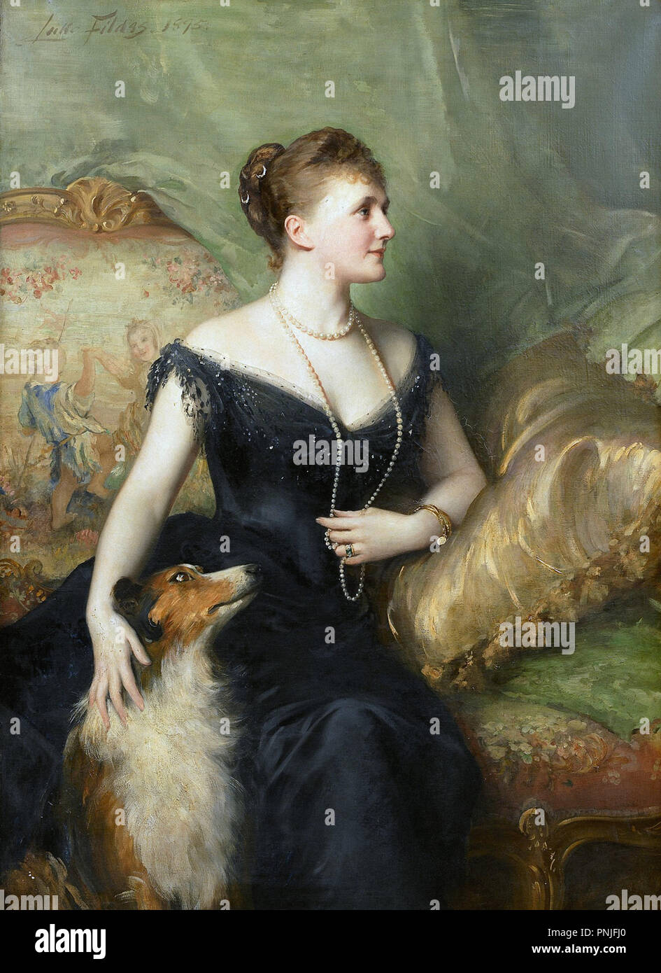 Fildes Sir Samuel Luke - Portrait of Mrs Arthur James Stock Photo - Alamy