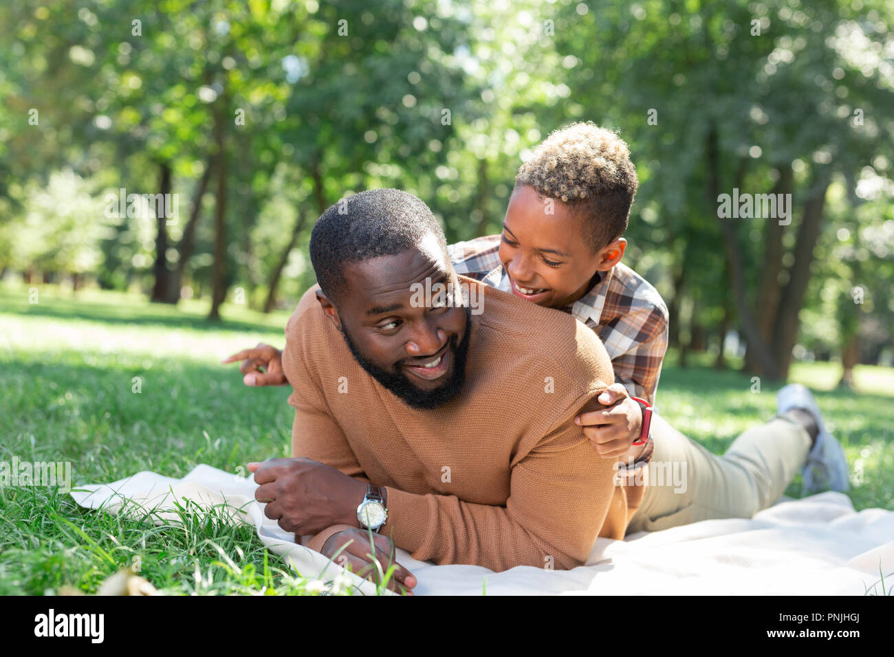 Father teen son happy hi-res stock photography and images - Alamy
