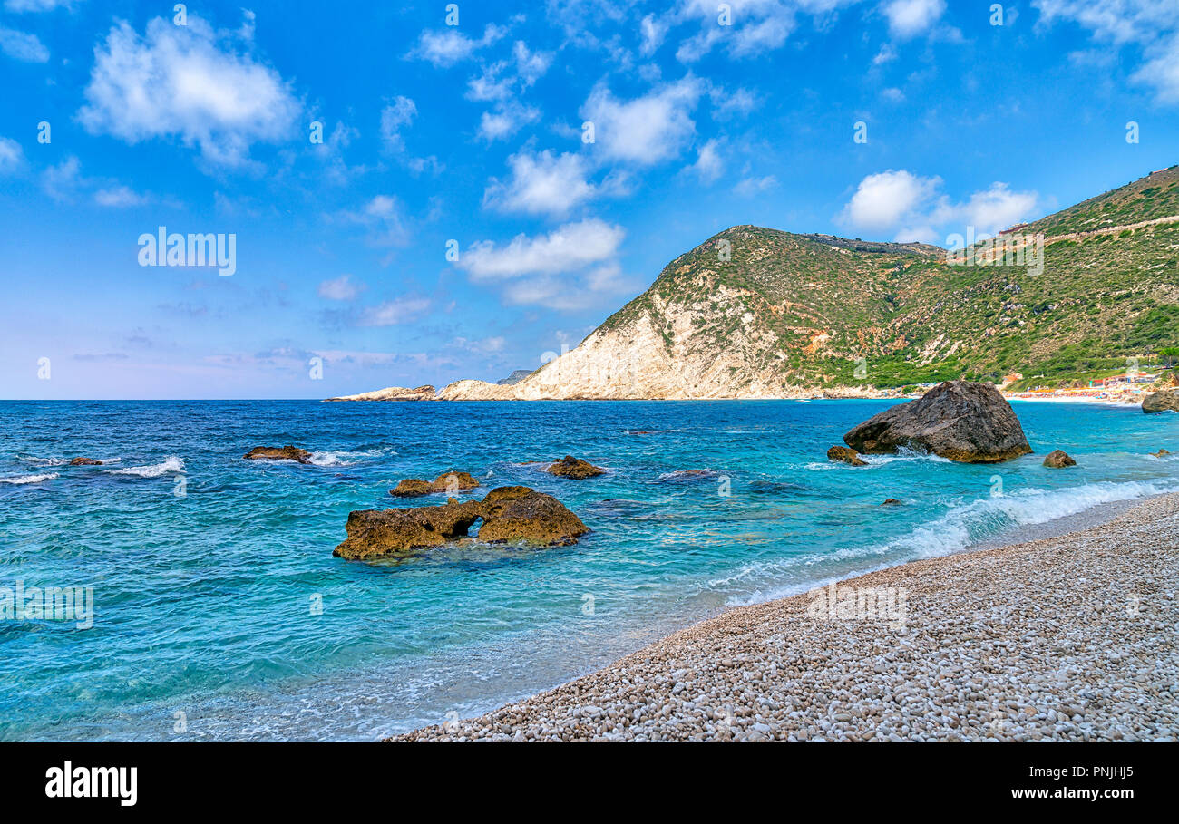 mediterranean landscape with stone beach in summer Stock Photo - Alamy