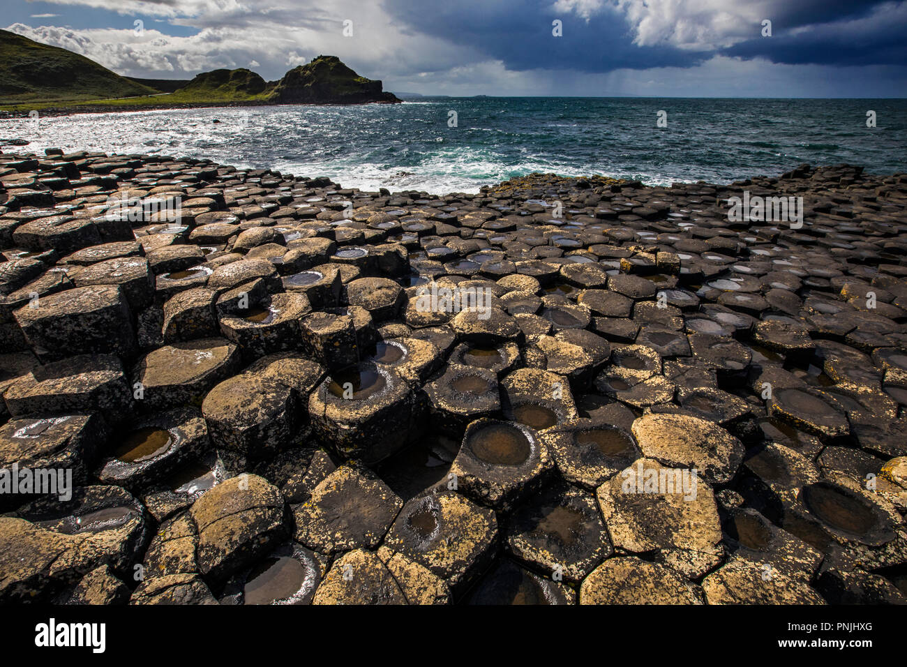 A view of the magnificent natural hexagonal stone columns at the Giant ...