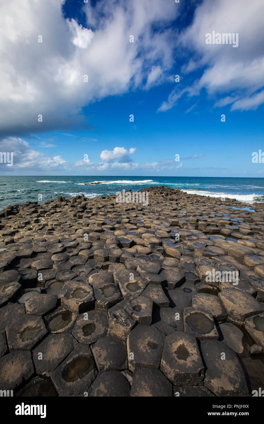 A view of the magnificent natural hexagonal stone columns at the Giantâ ...