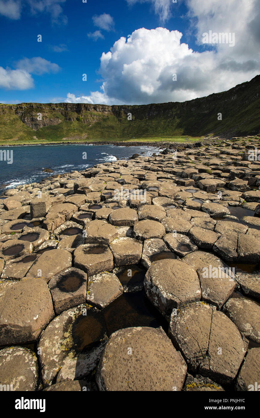 A view of the magnificent natural hexagonal stone columns and coastal ...