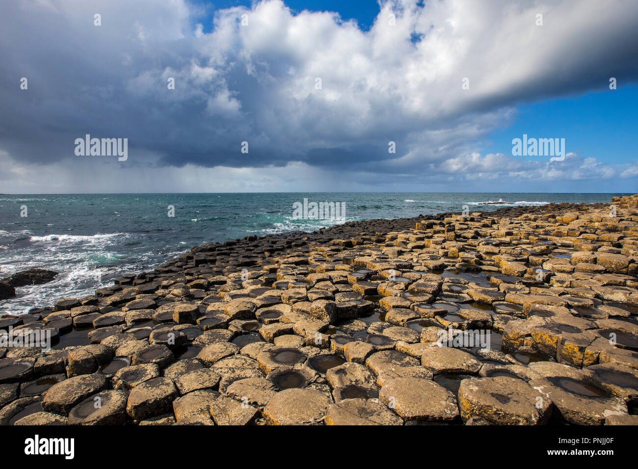 A view of the magnificent natural hexagonal stone columns at the Giant ...