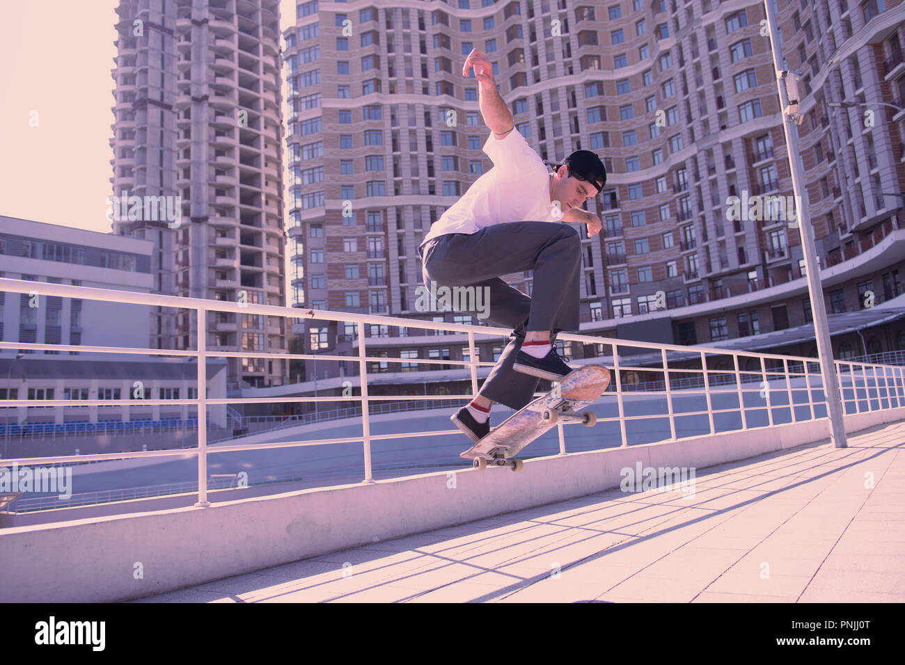 Happy boy feeling himself great during training Stock Photo - Alamy