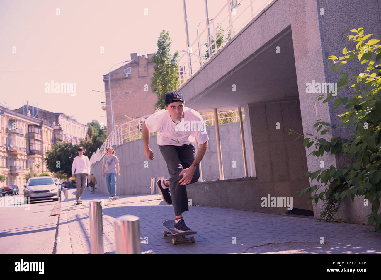 Boy skating at skatepark hi-res stock photography and images - Alamy