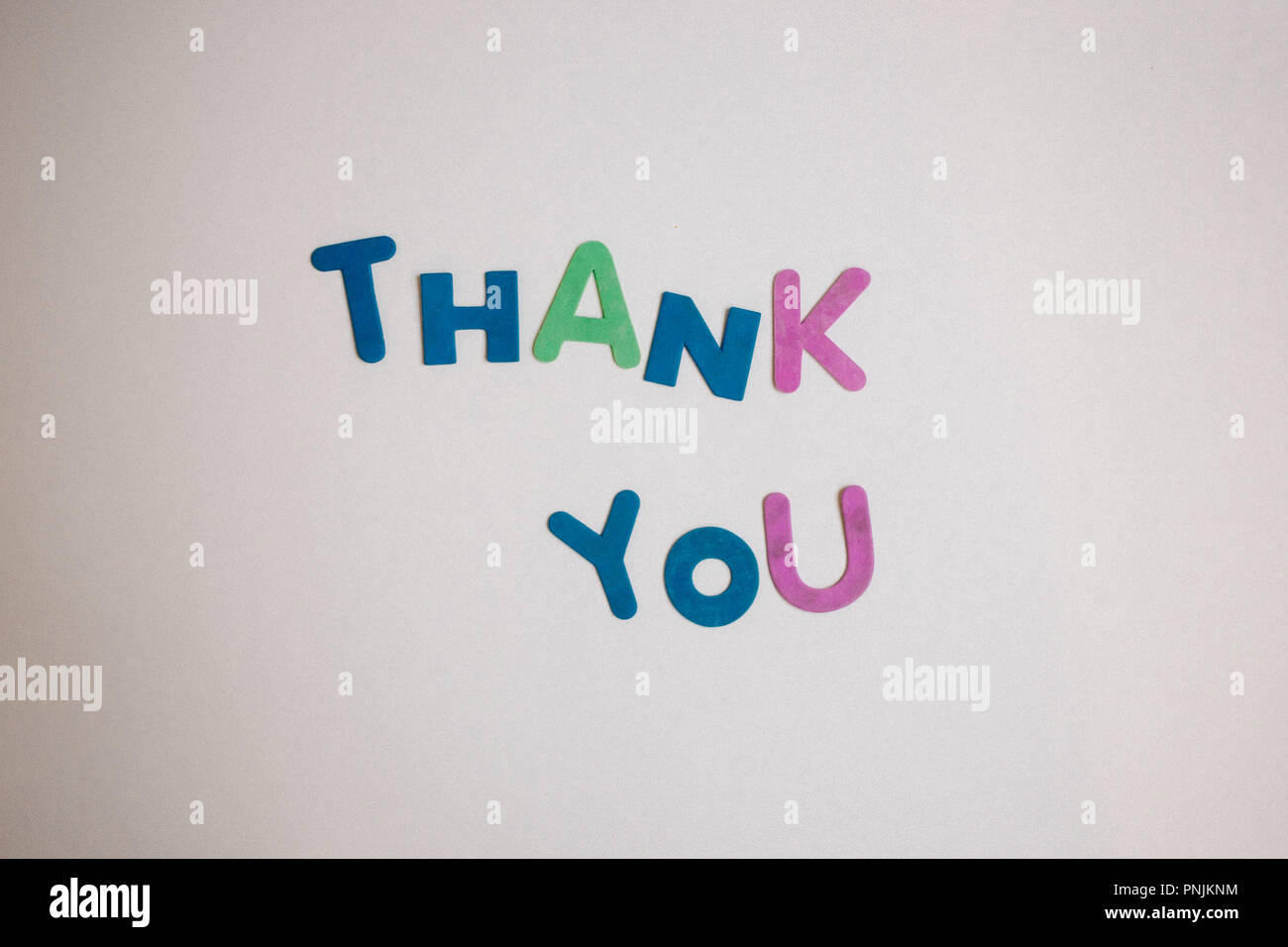 Colorful letters Thank you on the light background, top view Stock ...
