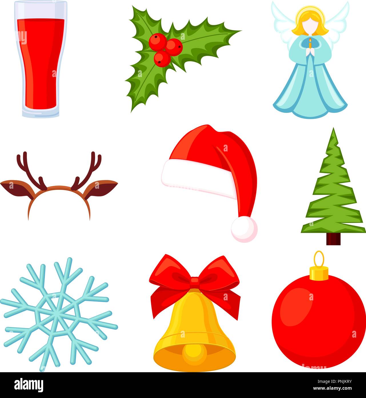 9 colorful cartoon christmas elements set Stock Vector Image & Art - Alamy