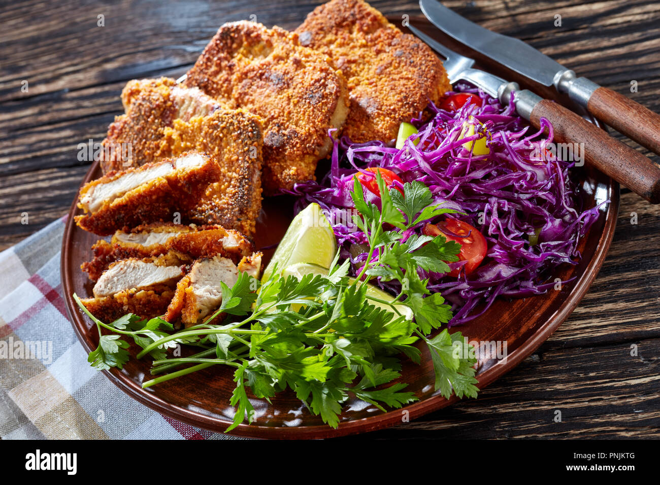 Breaded pork fillet baked hi-res stock photography and images - Alamy
