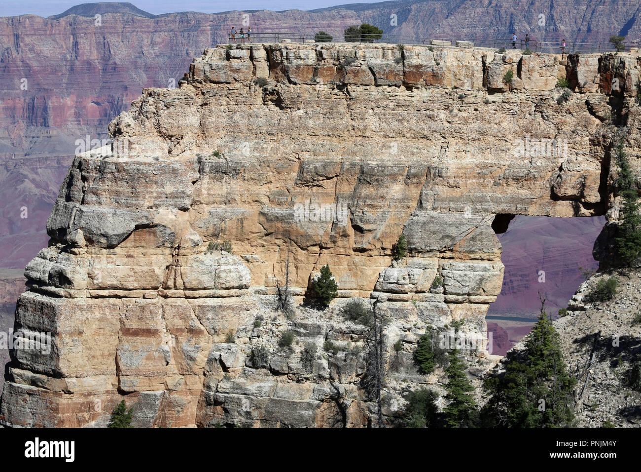 horizontal rock layers and observation overlook at Angles Window Stock ...