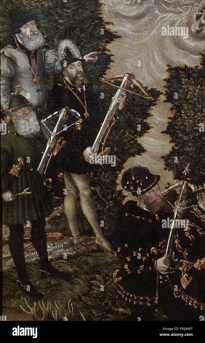 'Hunt in Honour of Ferdinand I at the Castle of Torgau' (detail), 1545 ...