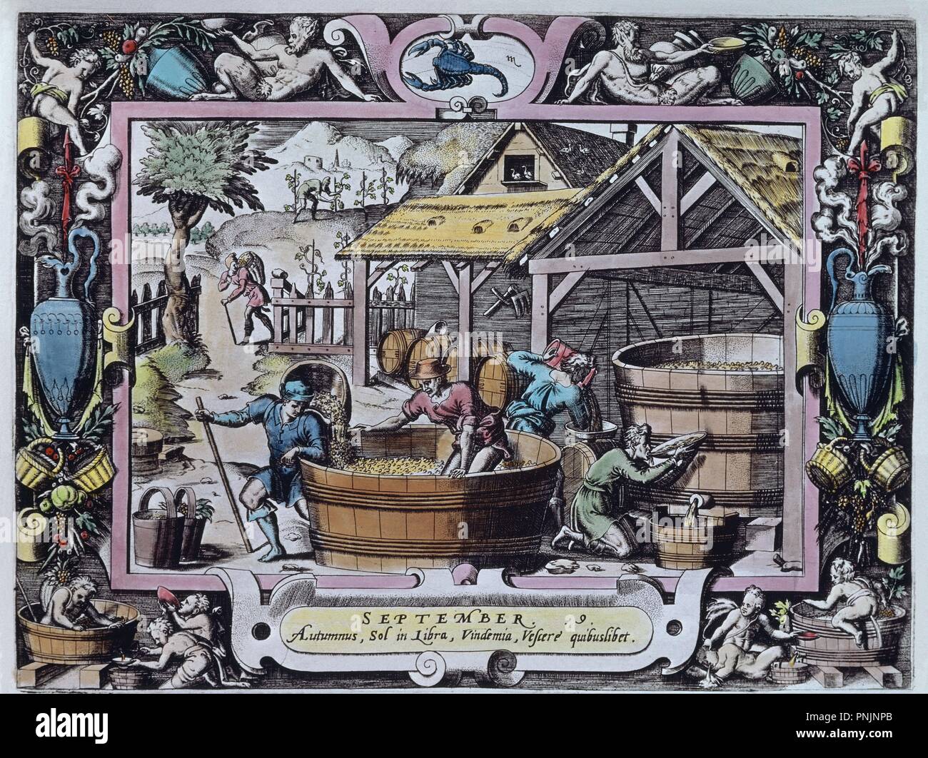 CALENDARIO - EL MES DE SEPTIEMBRE - SIGLO XVI. Author: JODE, GERARD DE ...