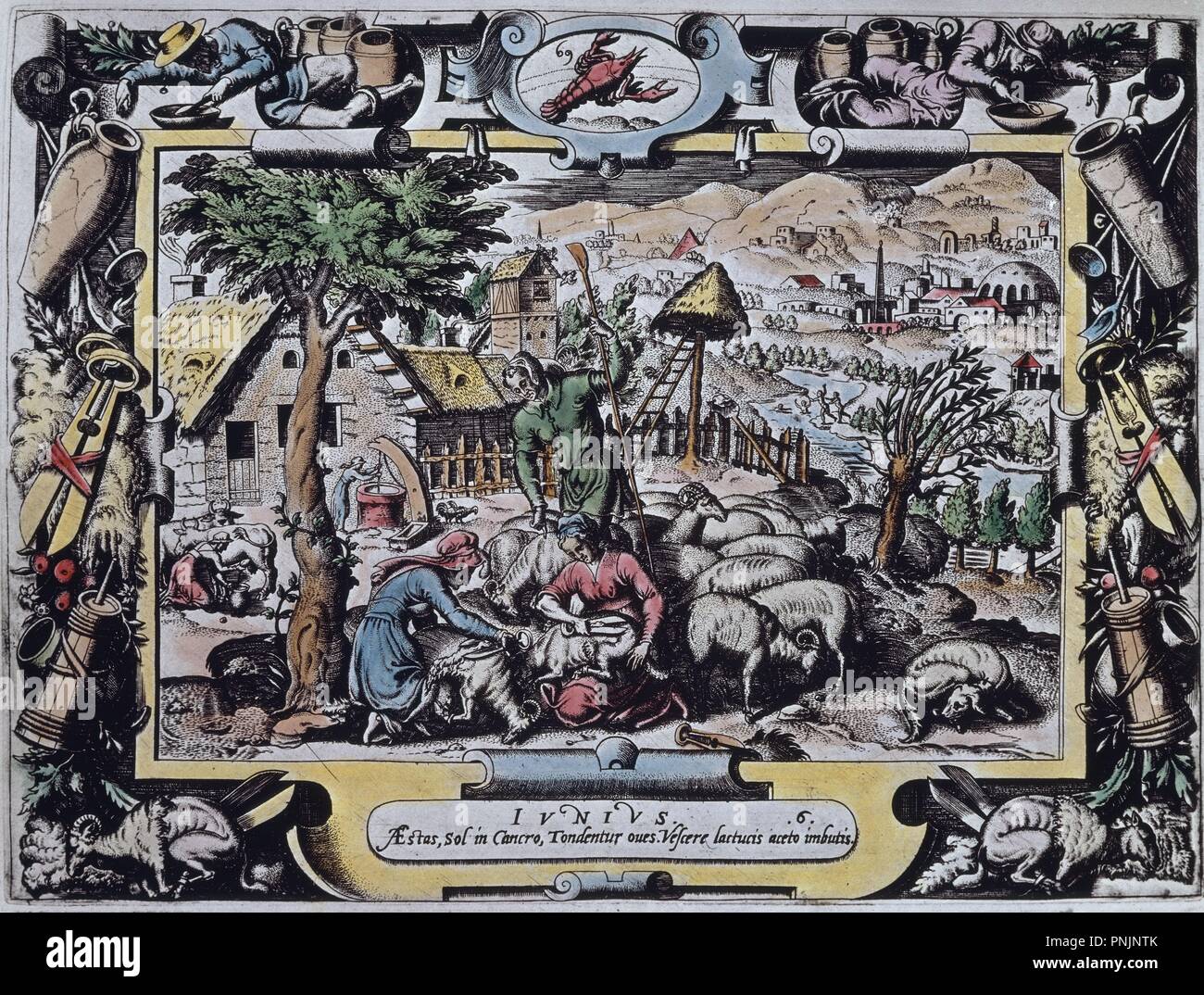 CALENDARIO - EL MES DE JUNIO - SIGLO XVI. Author: JODE, GERARD DE ...