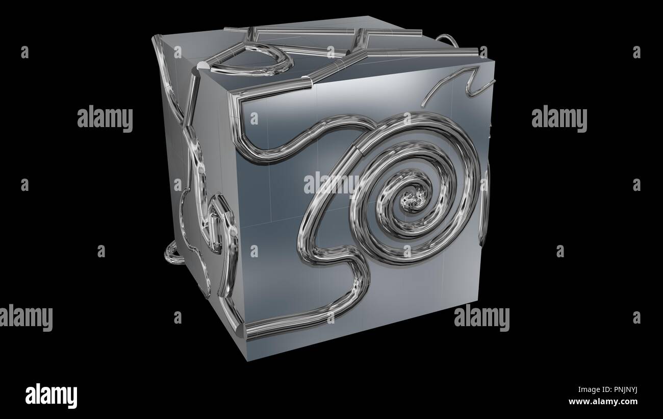 3d geometry techno cube.Chrome cube. 3d rendering Stock Photo - Alamy