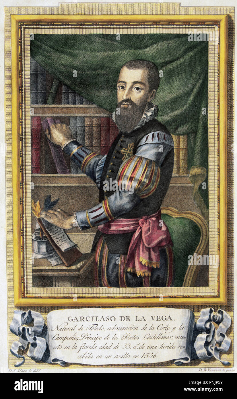 Garcilaso de la Vega (c. 1501-1536). Spanish poet. Engraving, 1883 ...